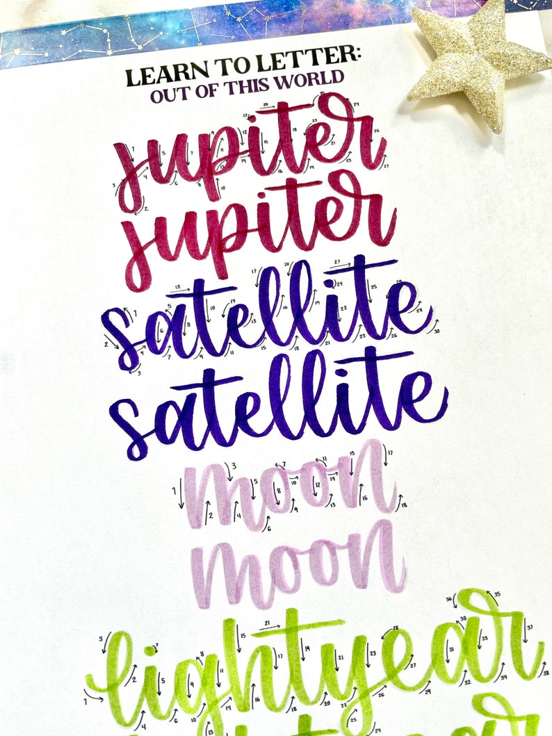Out of This World Lettering Worksheet - Etsy