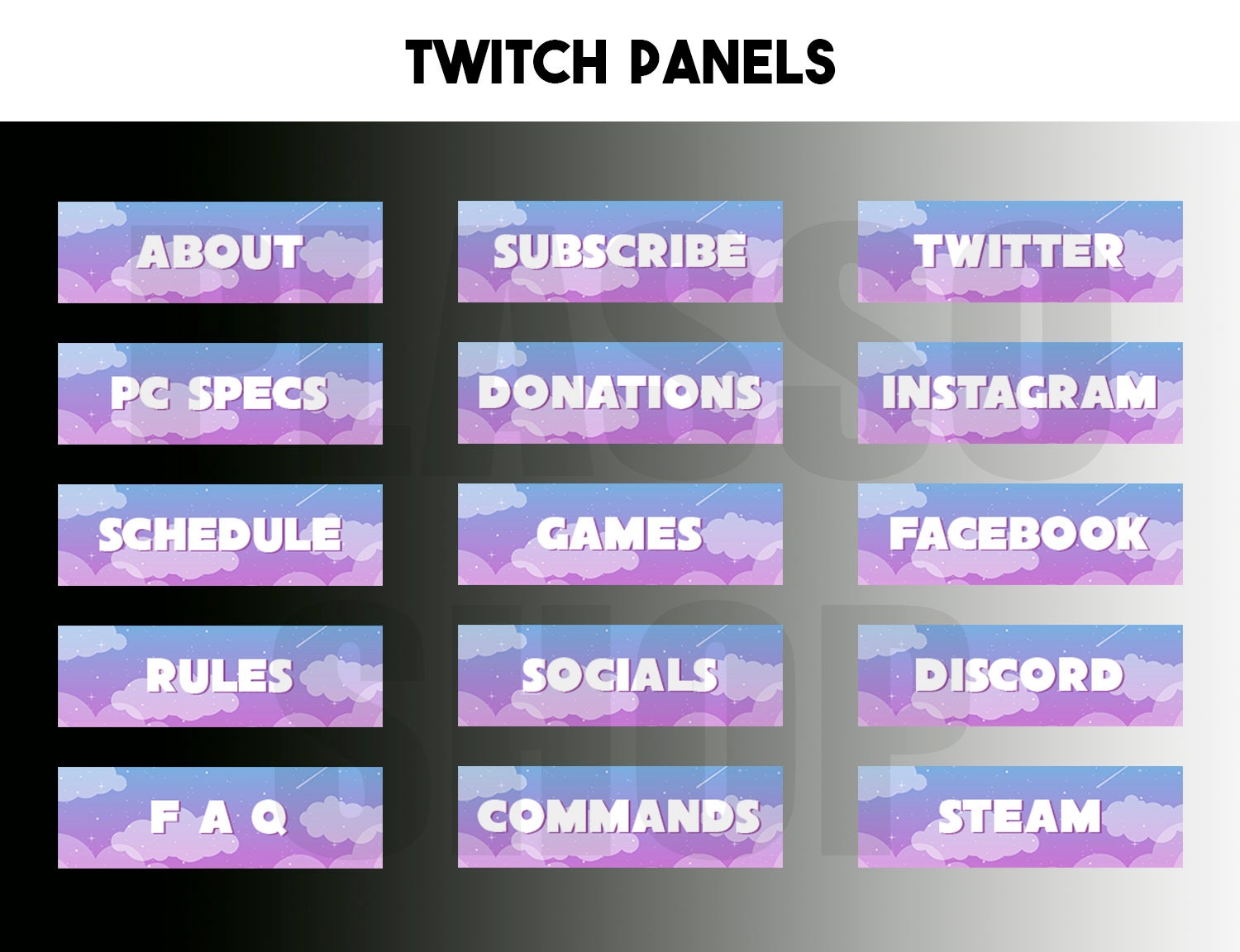 Pastel Acuarela Cielo Twitch Paneles / 15 banners / Gamer - Etsy España