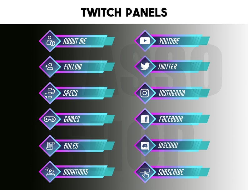 Blue and Purple Twitch Panels | 12 Banners | Gamer Streamer Theme - Etsy