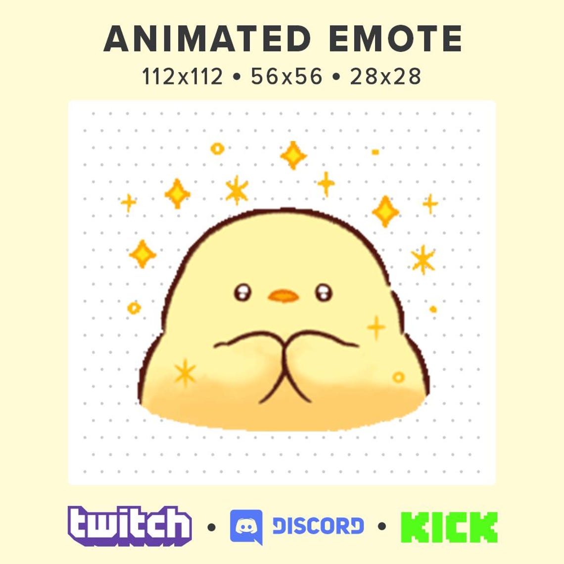 Pacote de emotes GIF de pintinho bebê | Emote fofo para Twitch, Discord ...