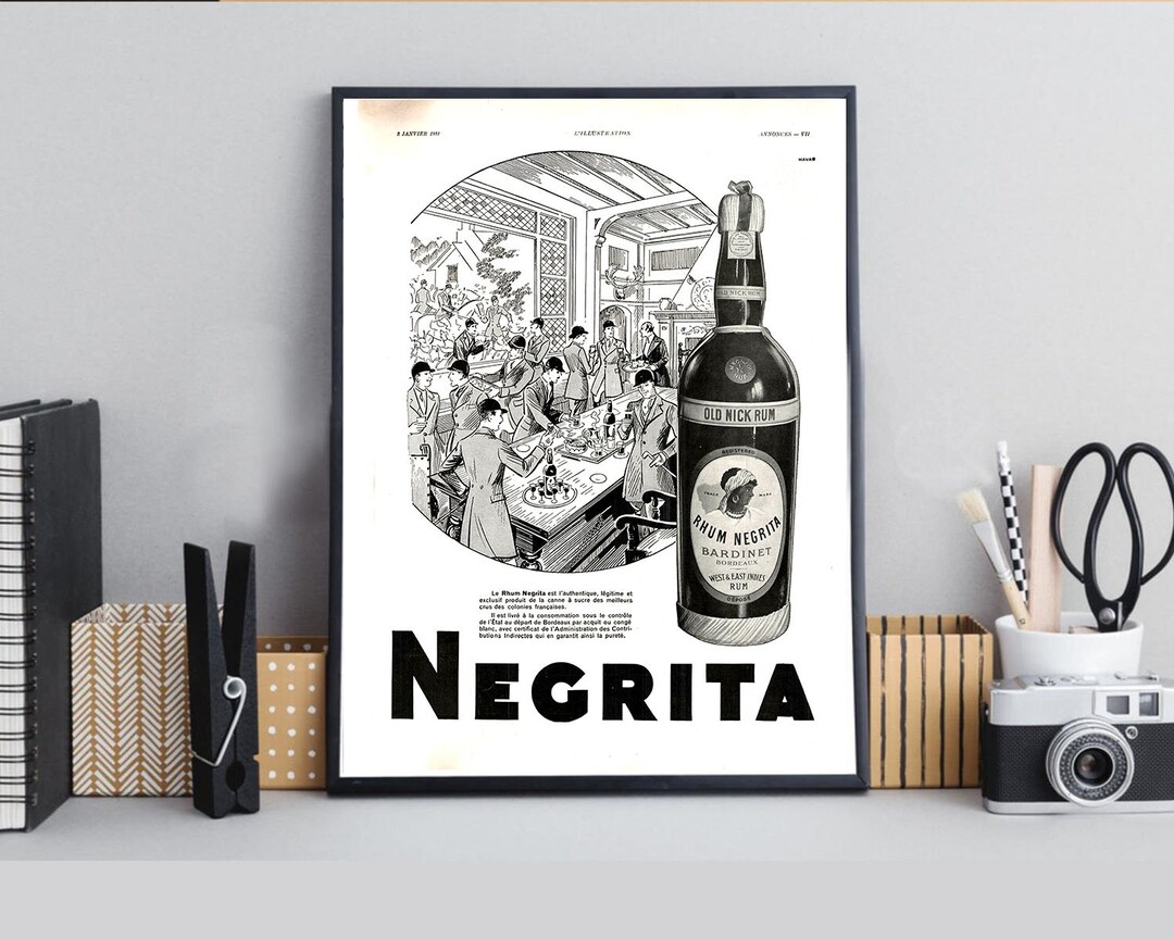 Vintage NEGRITA RHUM Wall Art Print, High Quality Original Vintage ...