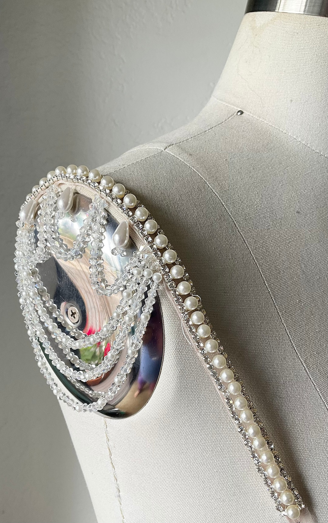 Detachable Beaded Straps. 1/2 Inch Wide. Light Ivory. Crystal Drape off ...