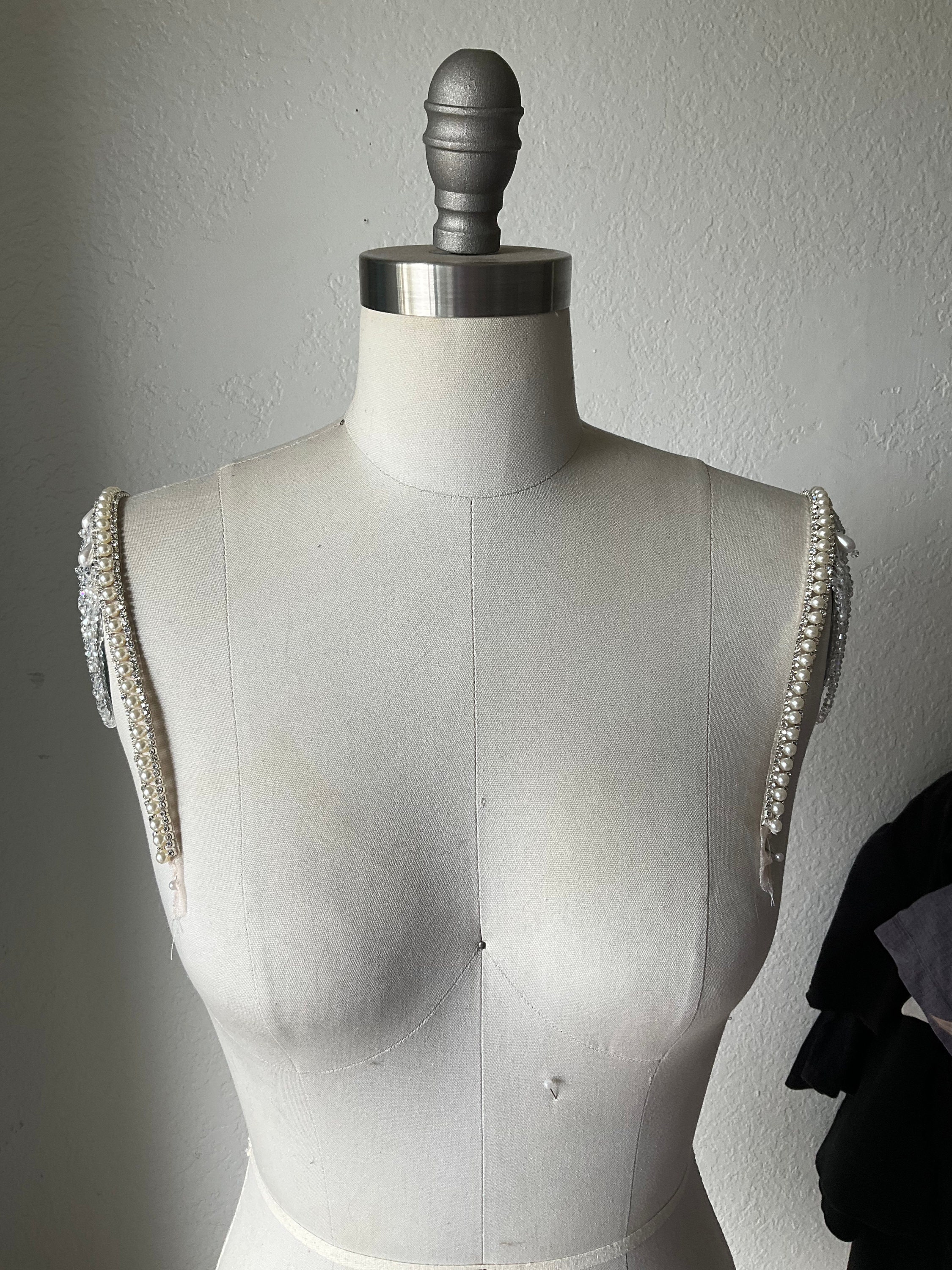 Detachable Beaded Straps. 1/2 Inch Wide. Light Ivory. Crystal Drape off ...