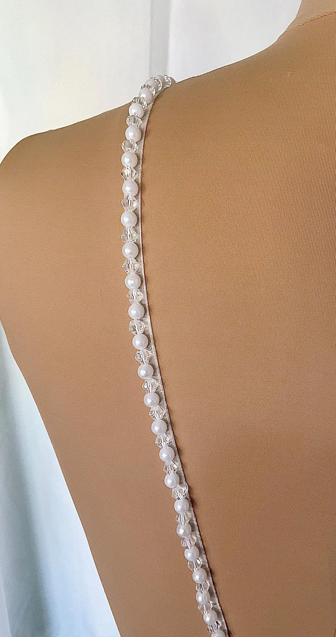 Detachable Beaded Straps. Pearls and Crystals Sewn Onto Pure Silk ...