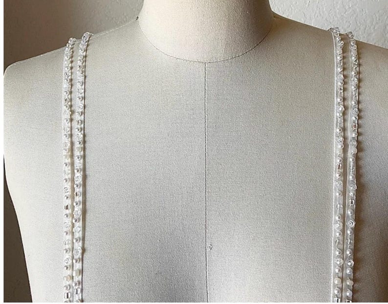 Detachable Beaded Straps. 2 Beaded Straps Front and Back. Light Ivory ...
