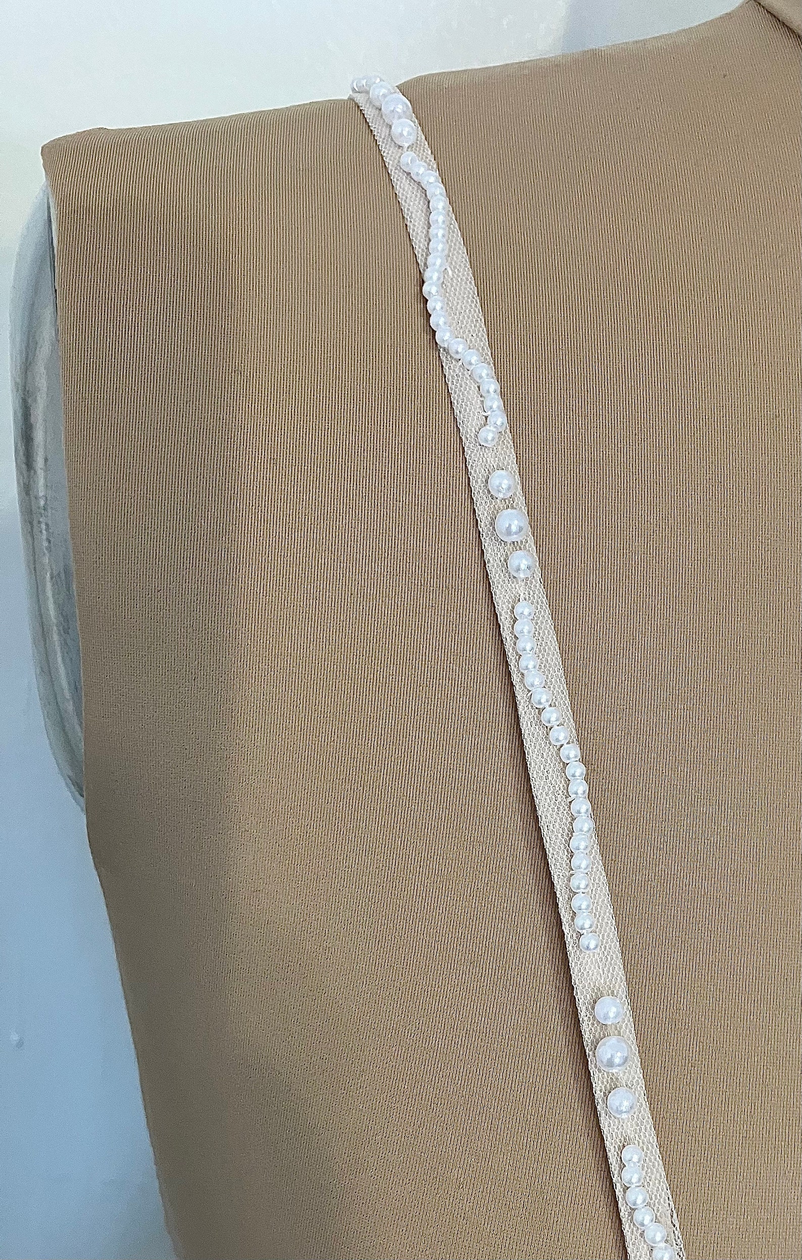 Detachable Straps. Pearls in Different Sizes, Sewn Onto Pure Silk ...