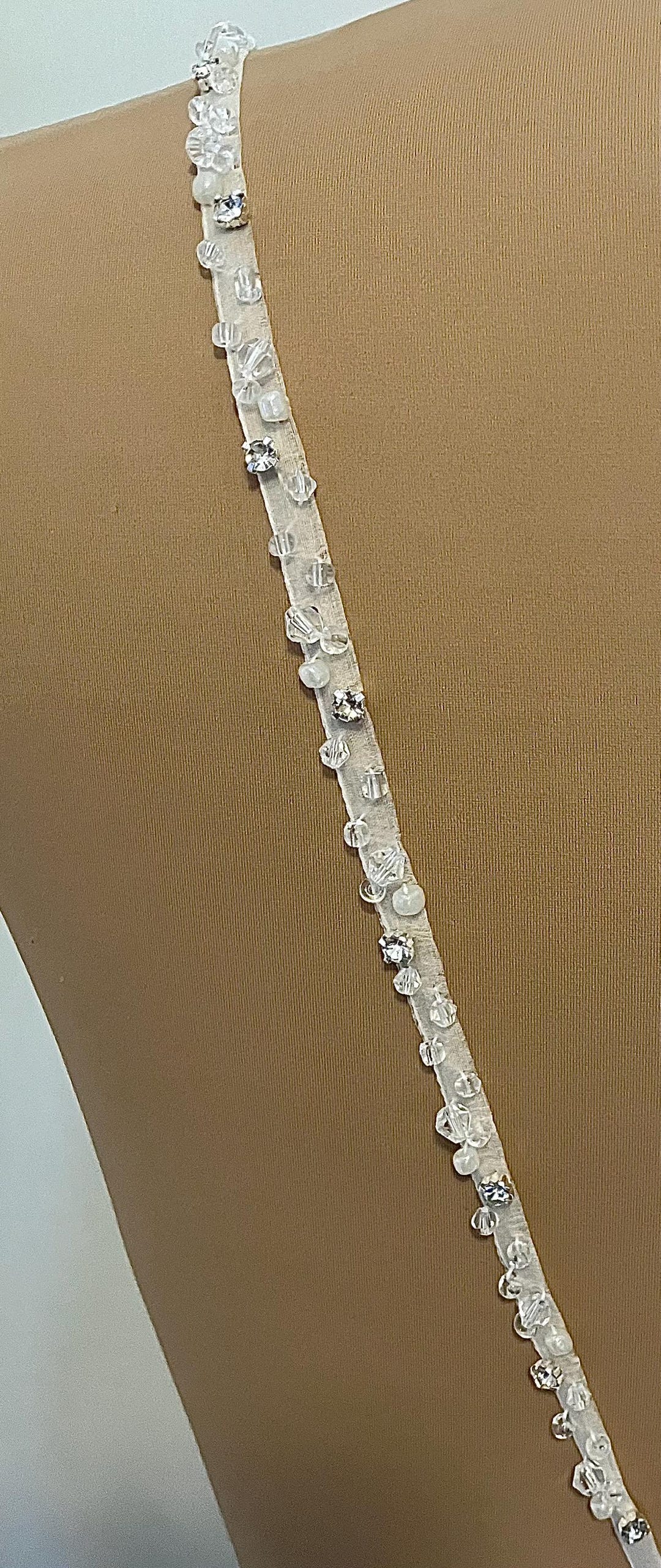 Detachable Beaded Straps. 6mm Crystals, Clear Beads, Light Ivory Beads ...