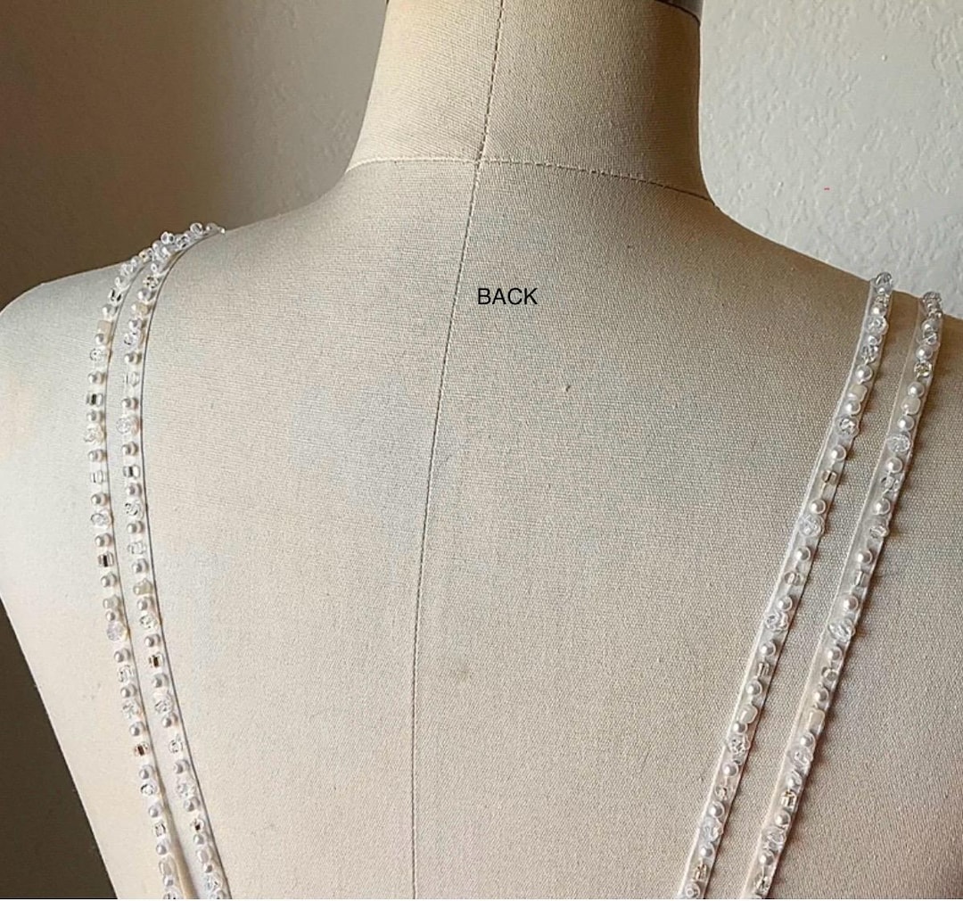 Detachable Beaded Straps. 2 Beaded Straps Front and Back. Light Ivory ...