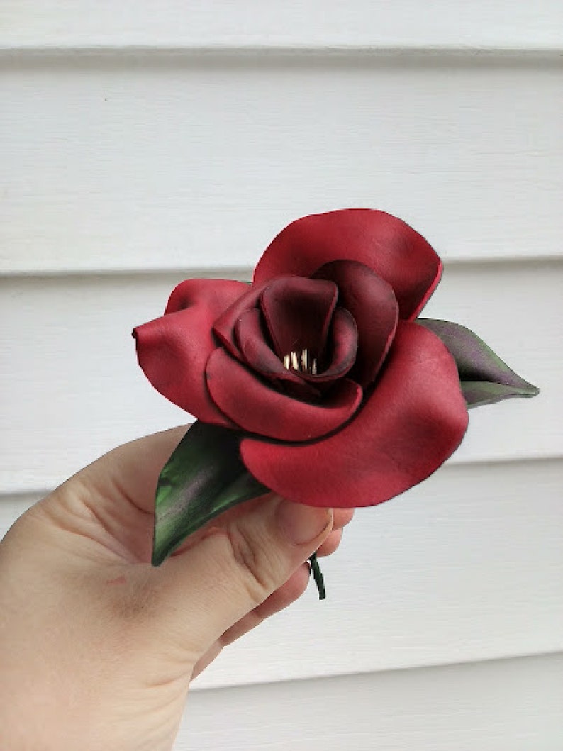 Handmade Leather Blooming Rose - Etsy