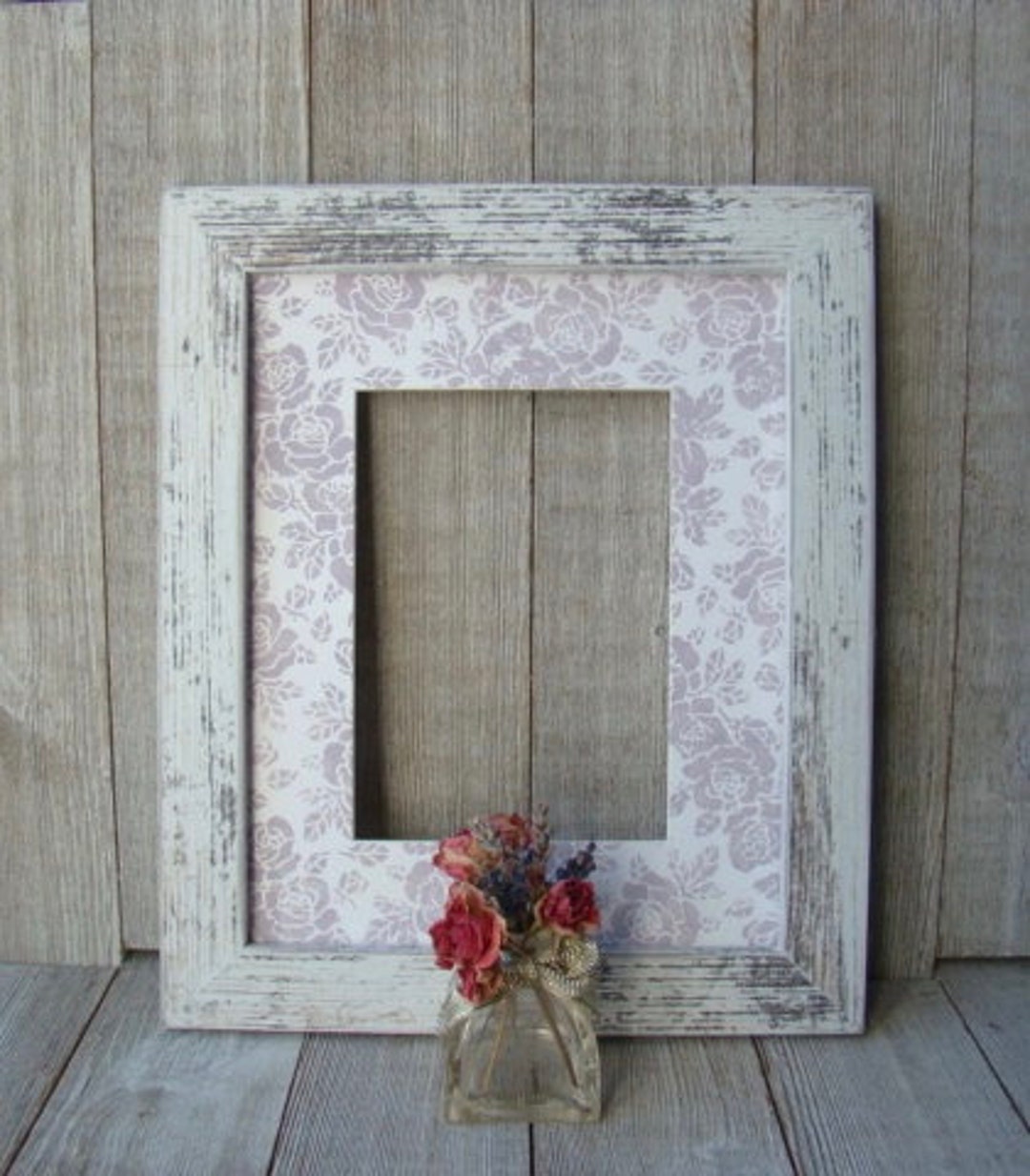Hand Painted 8 X 10 Distressed White Wood Frame With Optional - Etsy