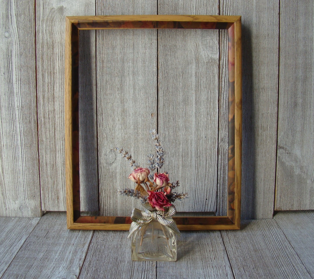 8 X 10 Faux Wood Frame With Muted Florals - Etsy