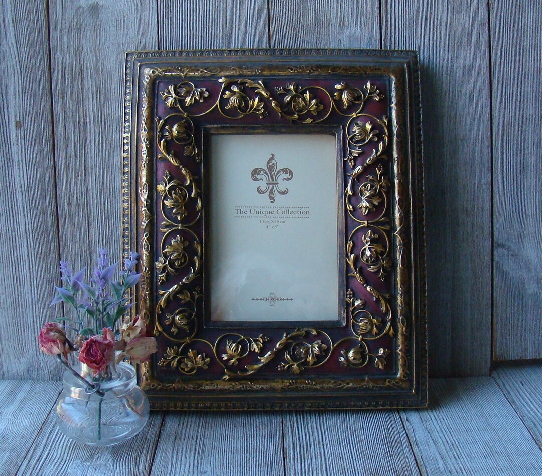 Ornate 4 X 6 Gold and Red Frame - Etsy
