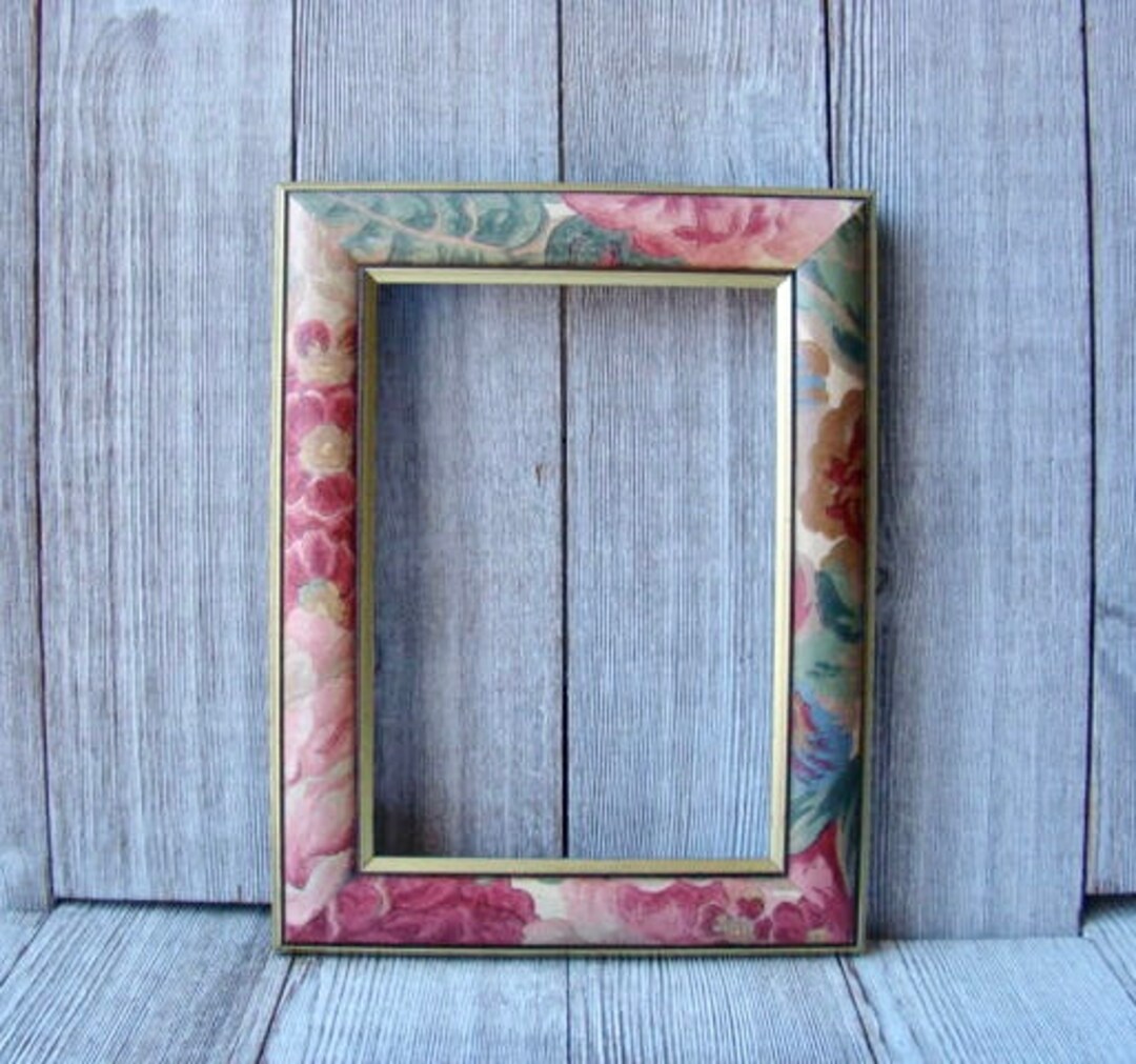 Vintage 5 X 7 Red Pink Green Gold Floral Frame - Etsy