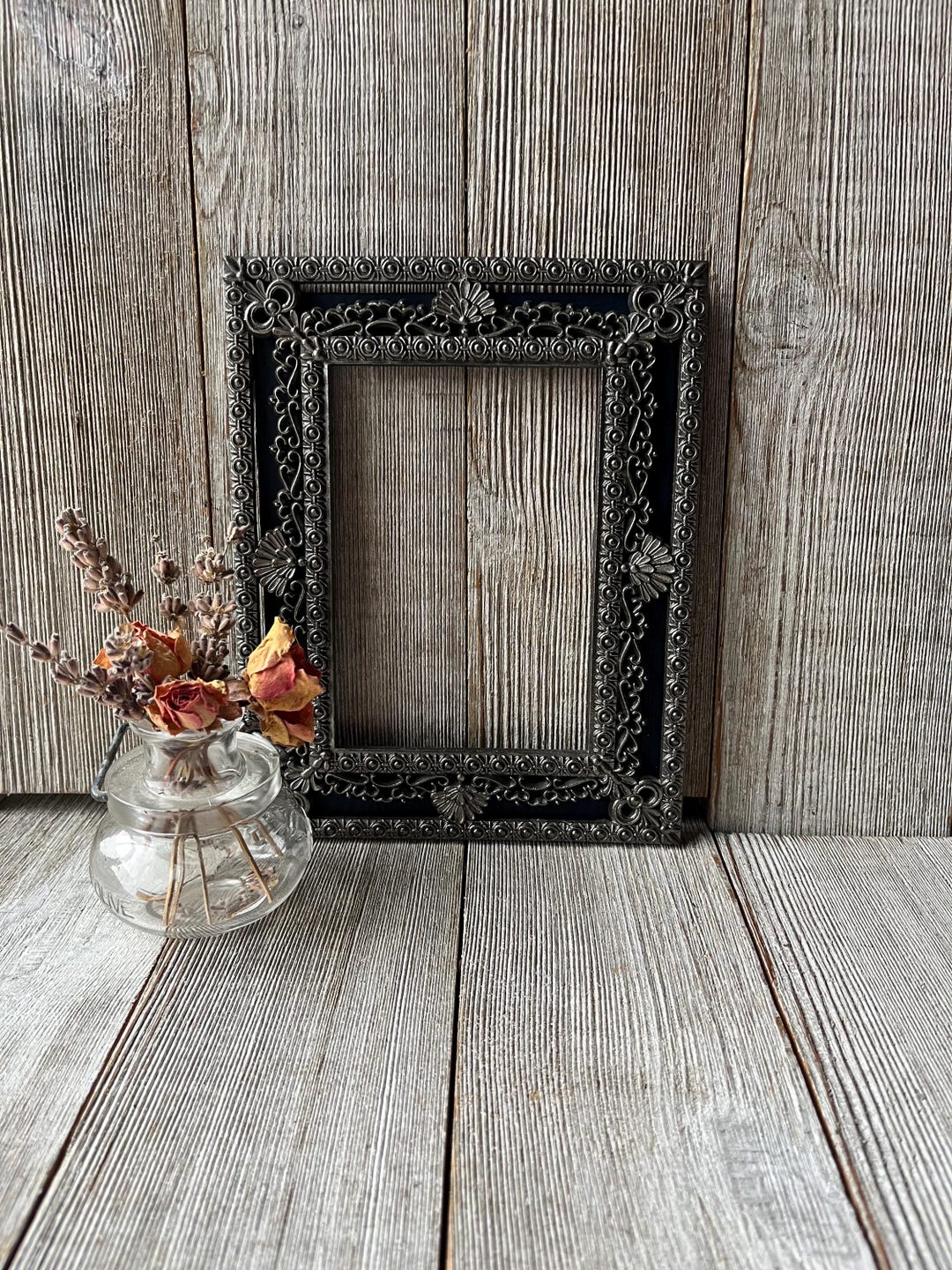 Ornate 3 1/2 X 5 Silver Toned and Dark Blue Metal Frame - Etsy