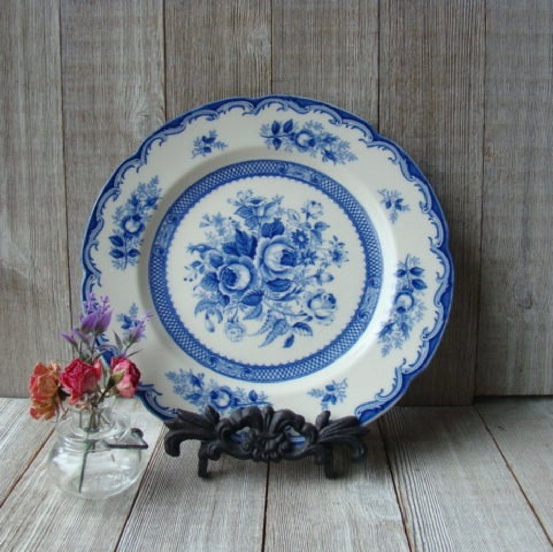 Vintage Chatham Maruta Kasuga Ware Dinner Plate Blue Rose Dinner Plate ...