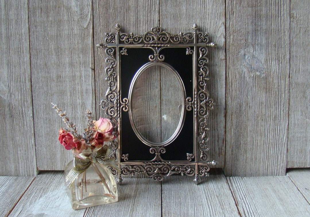 Ornate 2 3/4 X 4 Black and Silver Vertical Oval Brighton Frame - Etsy