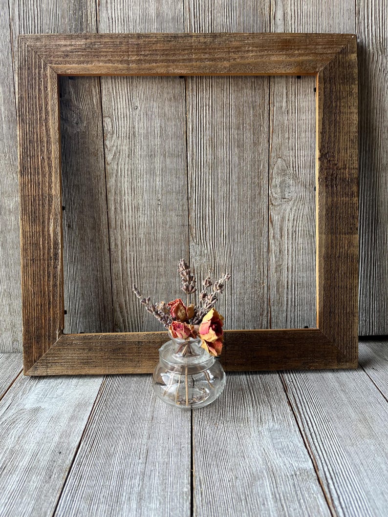 10 X 10 Square Weathered Solid Wood Picture Frame - Etsy