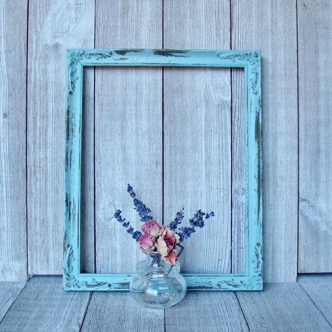 Distressed 8 X 10 Aqua Blue Wood Frame With Ornate Corners - Etsy