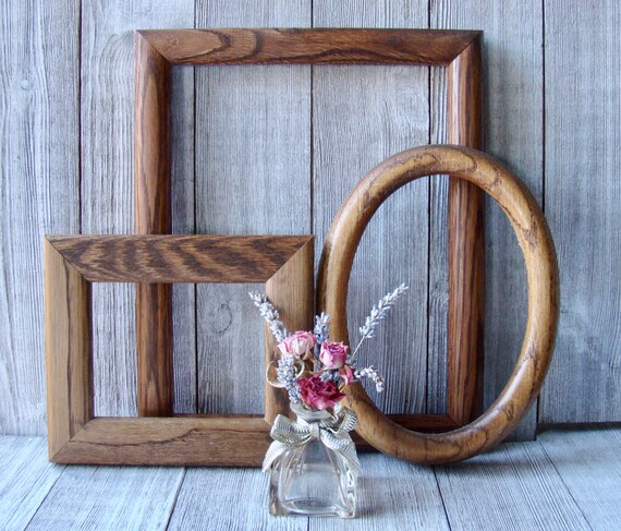 Vintage Set of Oak Wood Frames - Etsy
