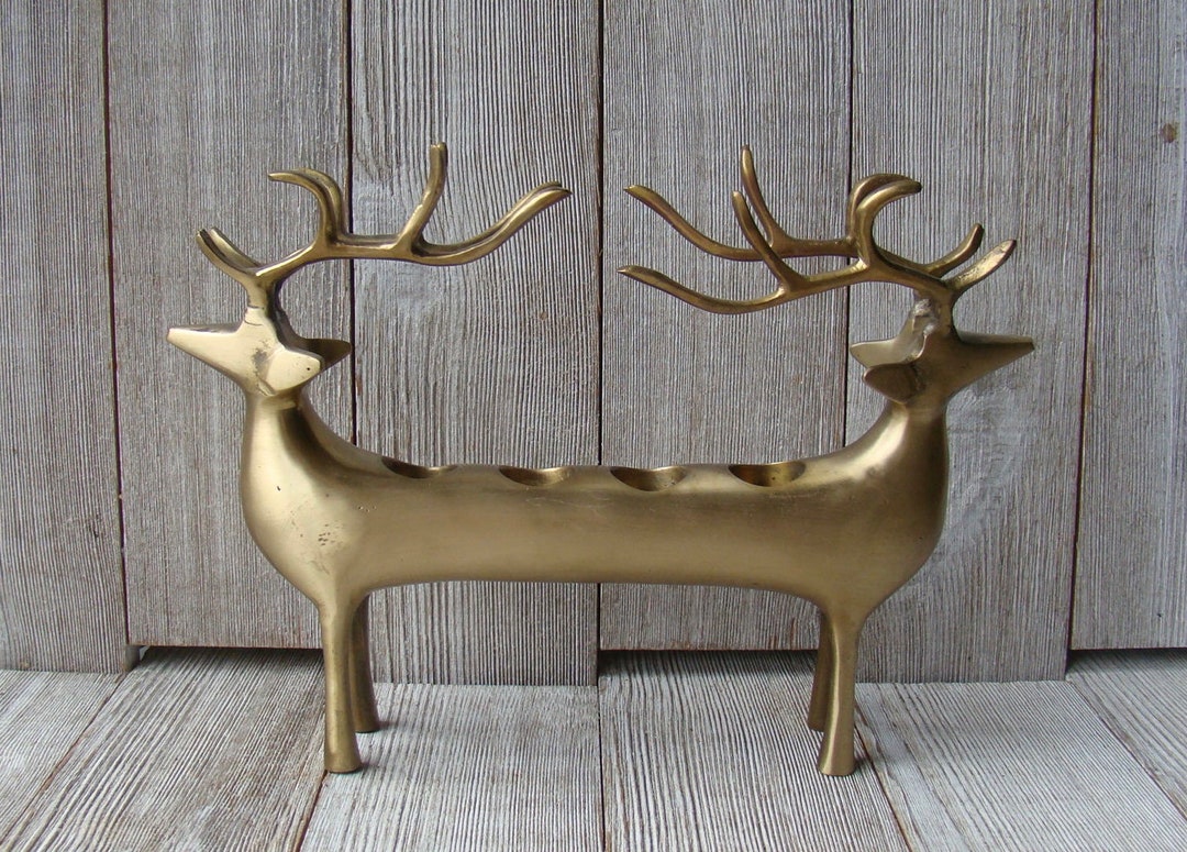Vintage Brass Deer Stag Candelabra - Etsy