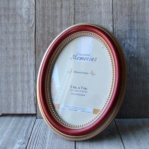 5 X 7 Gold and Red Oval Frame With Beaded Trim - Etsy