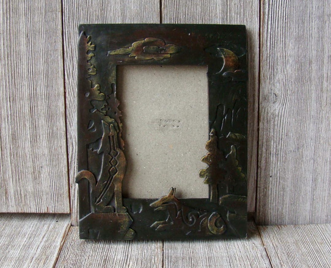 Bronze Toned 3 1/2 X 5 Coyotes in the Forest Picture Frame - Etsy