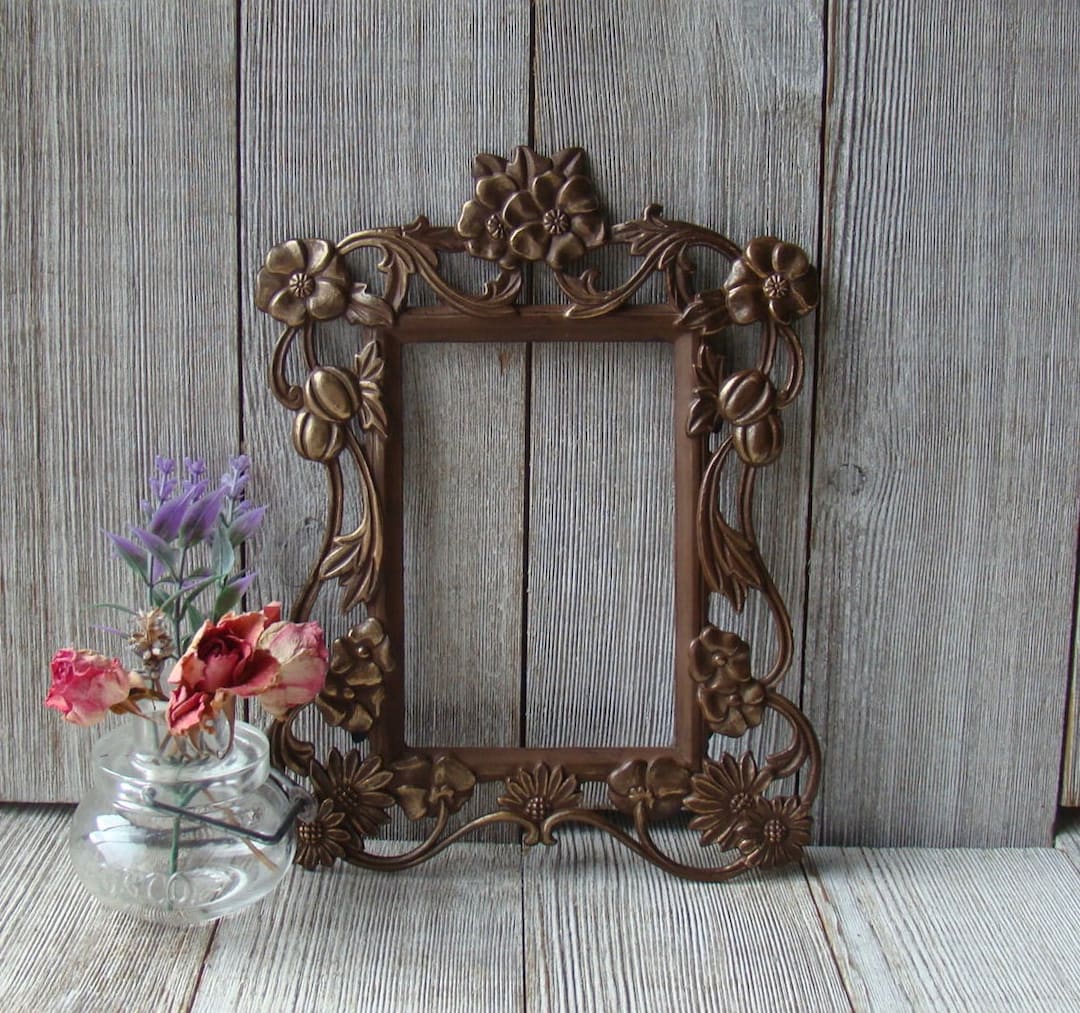 Ornate 3 1/2 X 5 Brown Floral Frame - Etsy