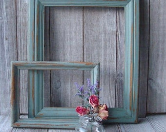 Hand Painted Distressed 8 X 10 Blue Wood Frame - Etsy