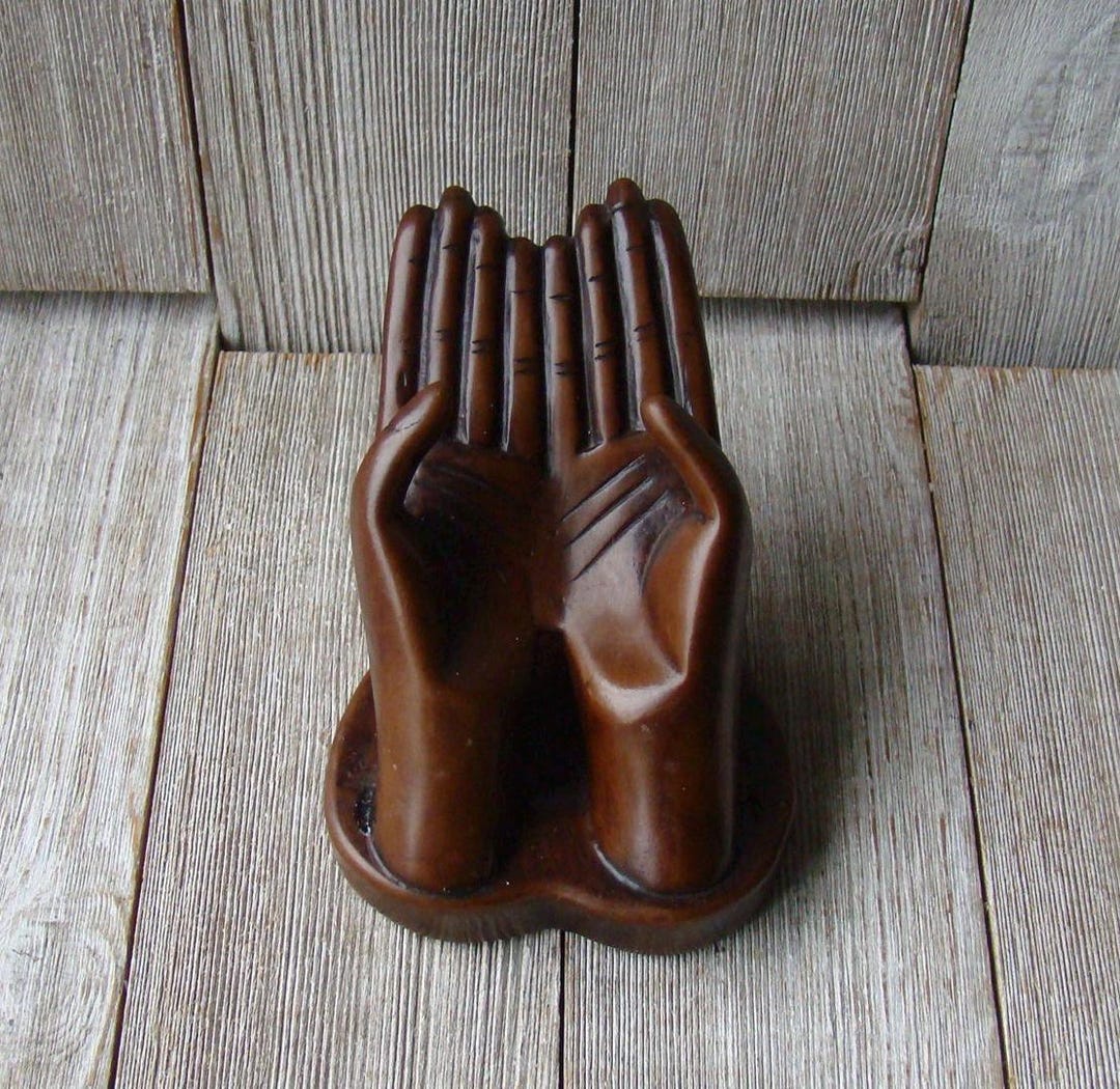 Vintage Small Carved Wood Hand Figurine - Etsy
