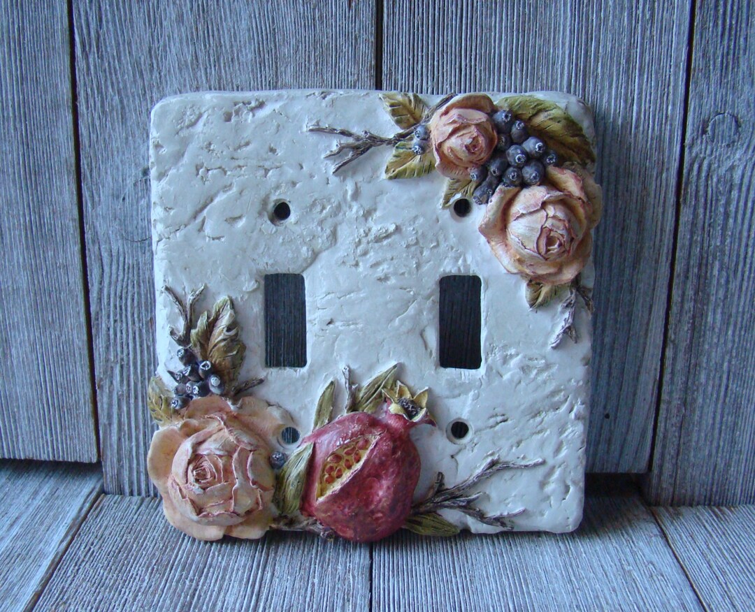 Vintage 3 D Rose Double Light Switch Plate Cover - Etsy
