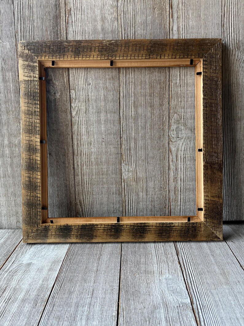 10 X 10 Square Weathered Solid Wood Picture Frame - Etsy