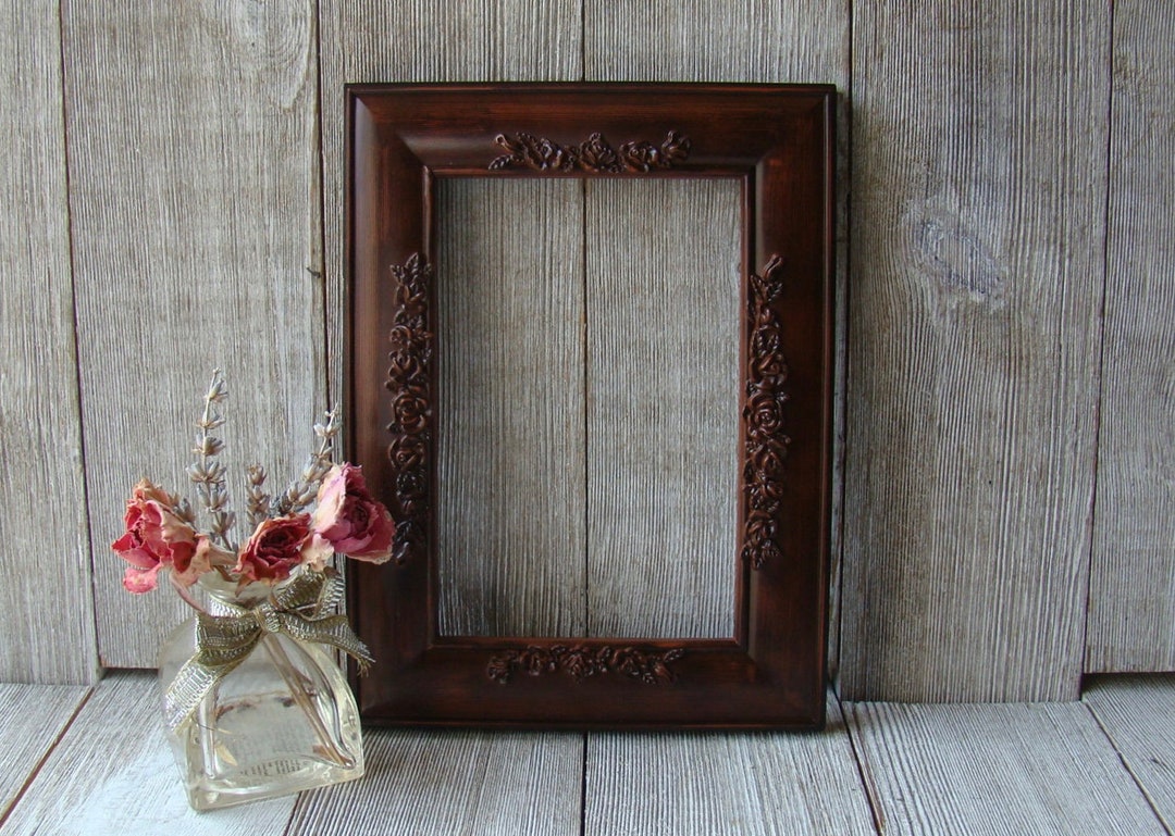 Ornate 4 X 6 Faux Wood and Rose Frame - Etsy