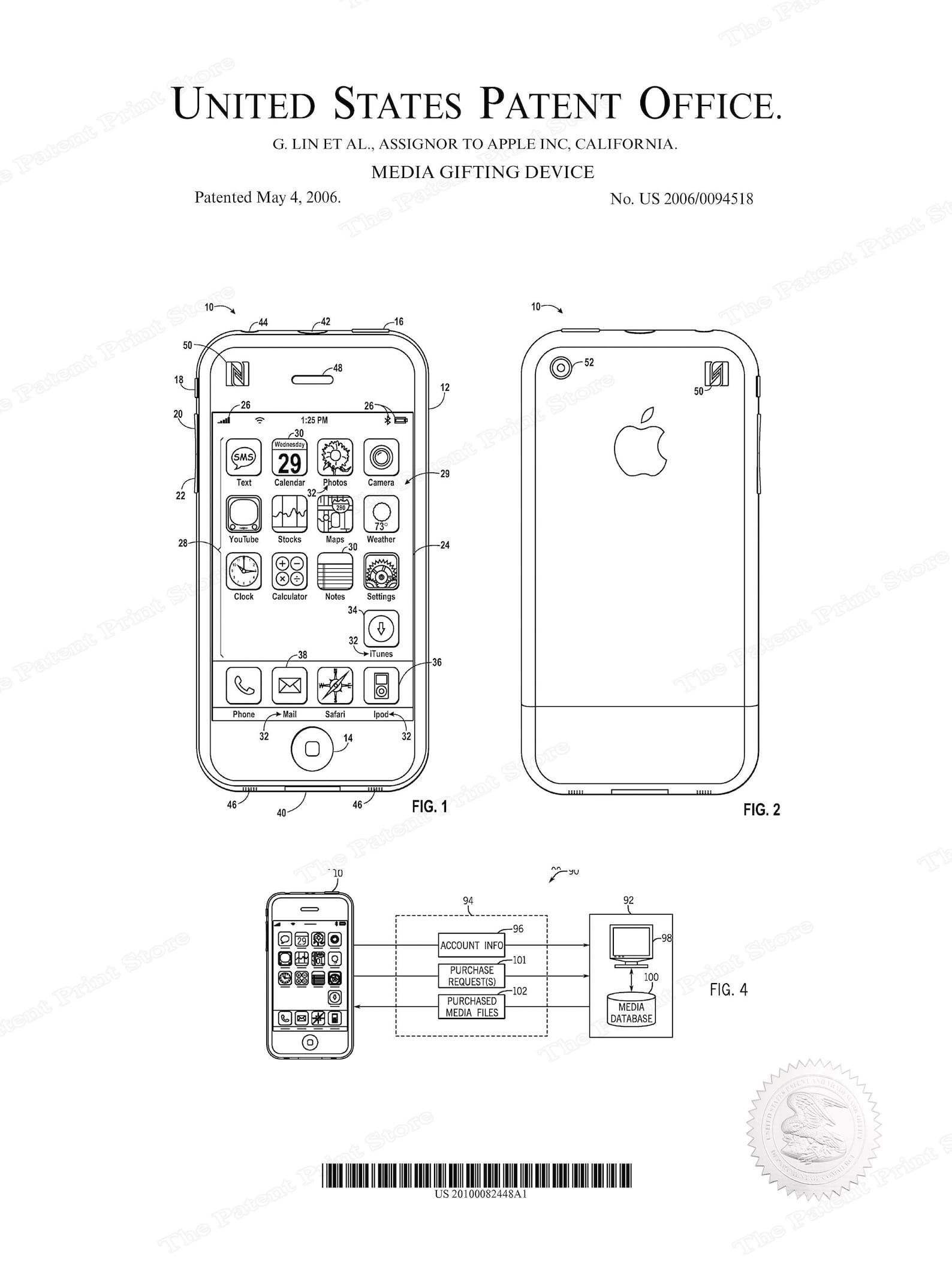 Apple iPhone Patent PRINTABLE DIGITAL DOWNLOAD | Etsy