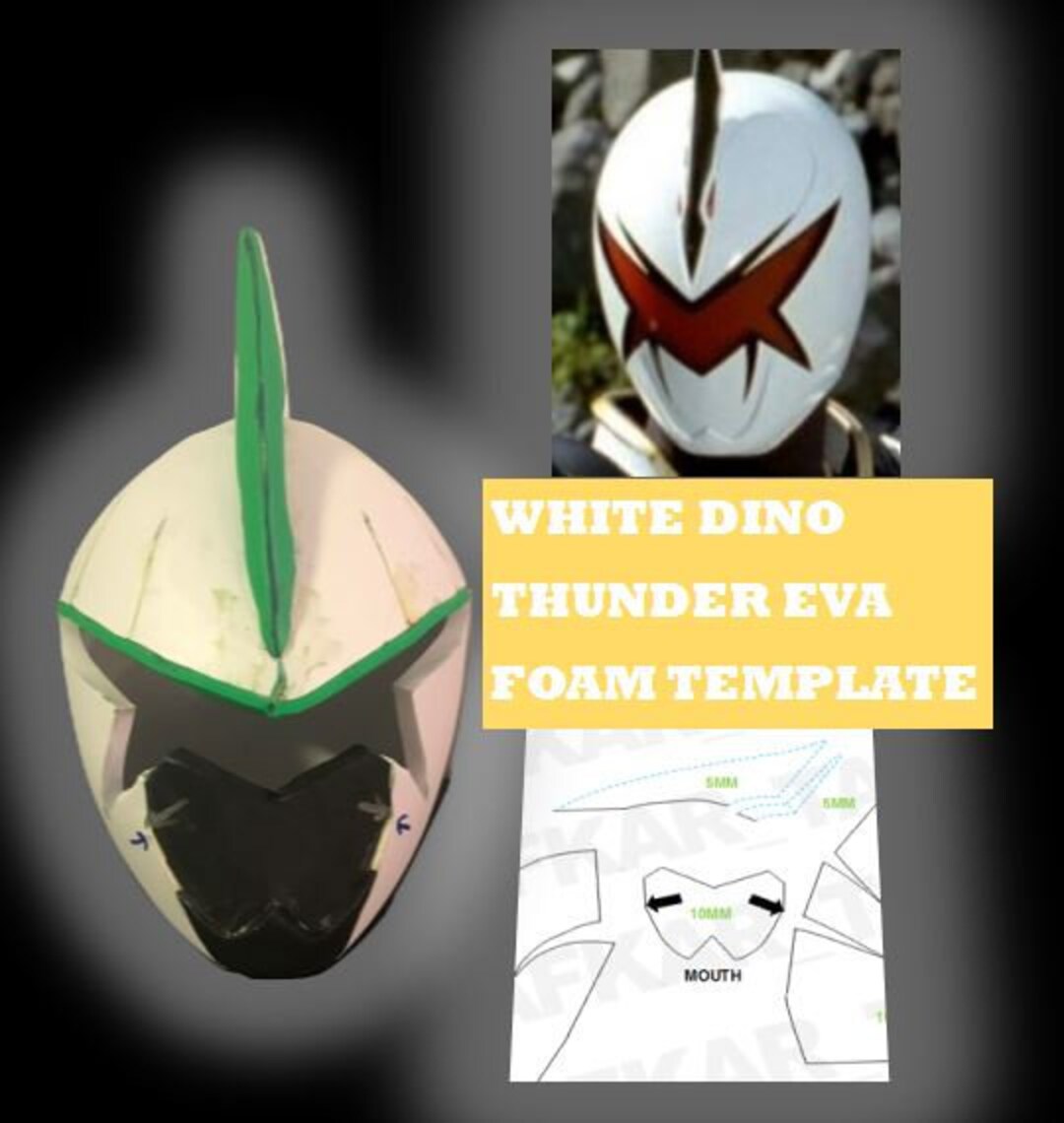 Abarekiller White Dino Helmet EVA Foam PDF TEMPATE for Cosplay - Etsy