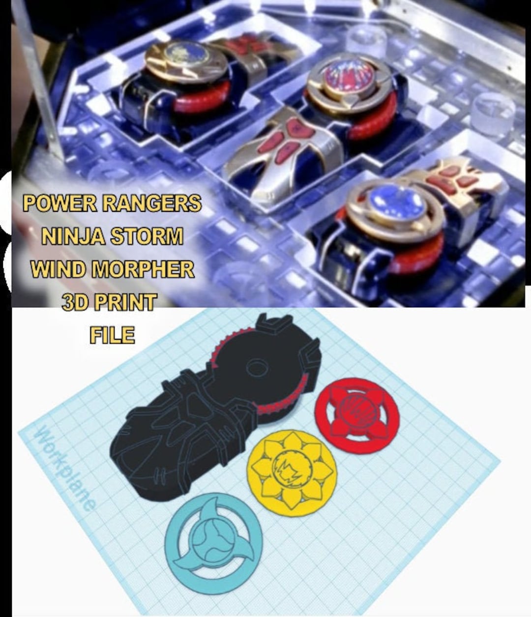 DIGITAL Ninja Storm/hurricaneger Wind Morpher With Power Coins 3D STL ...