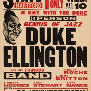 Duke Ellington Re-print Vintage Concert Poster - Etsy