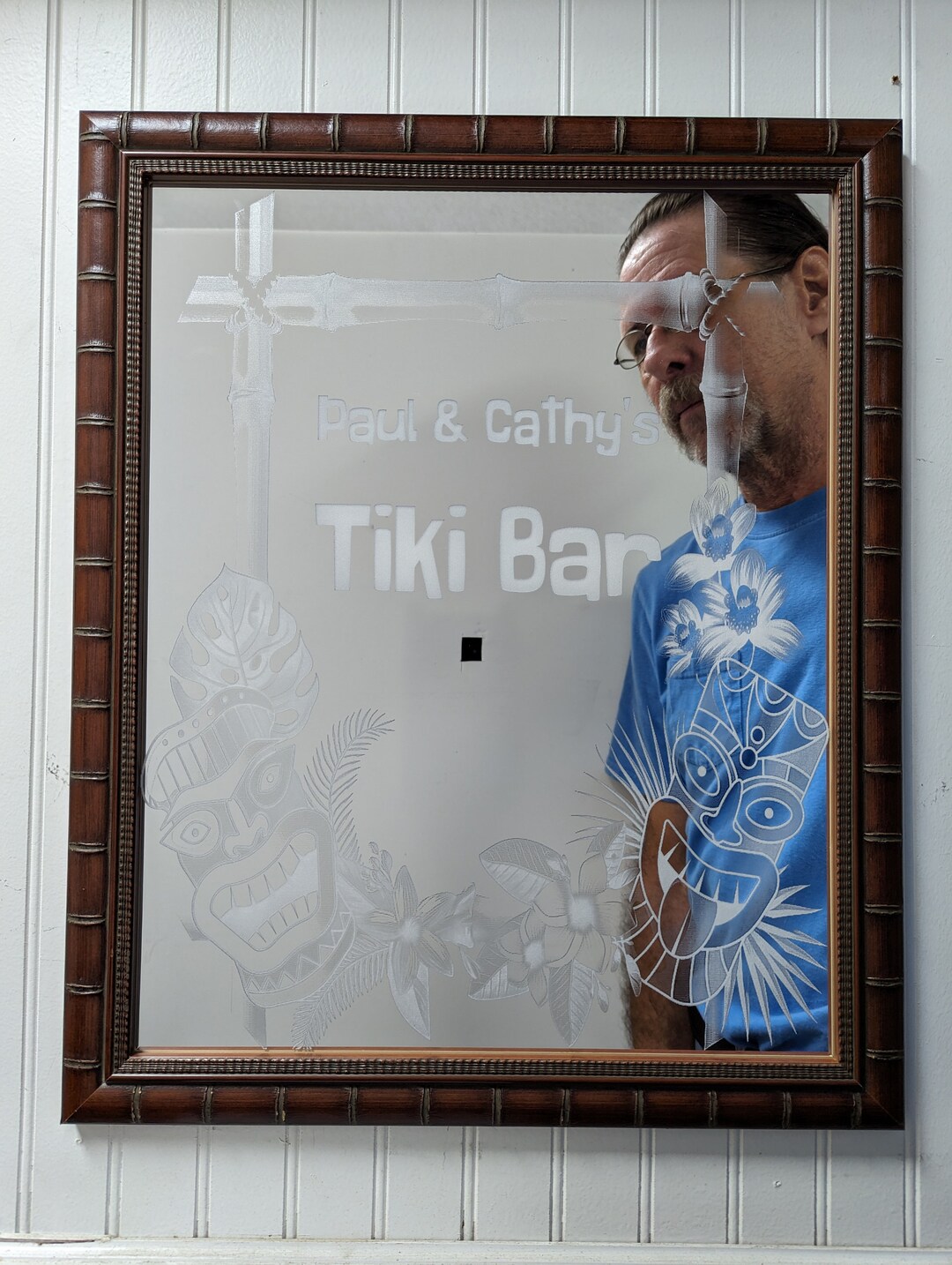 Customizable Laser Etched 19 X 23 Tiki Bar With Brown Bamboo Wood ...