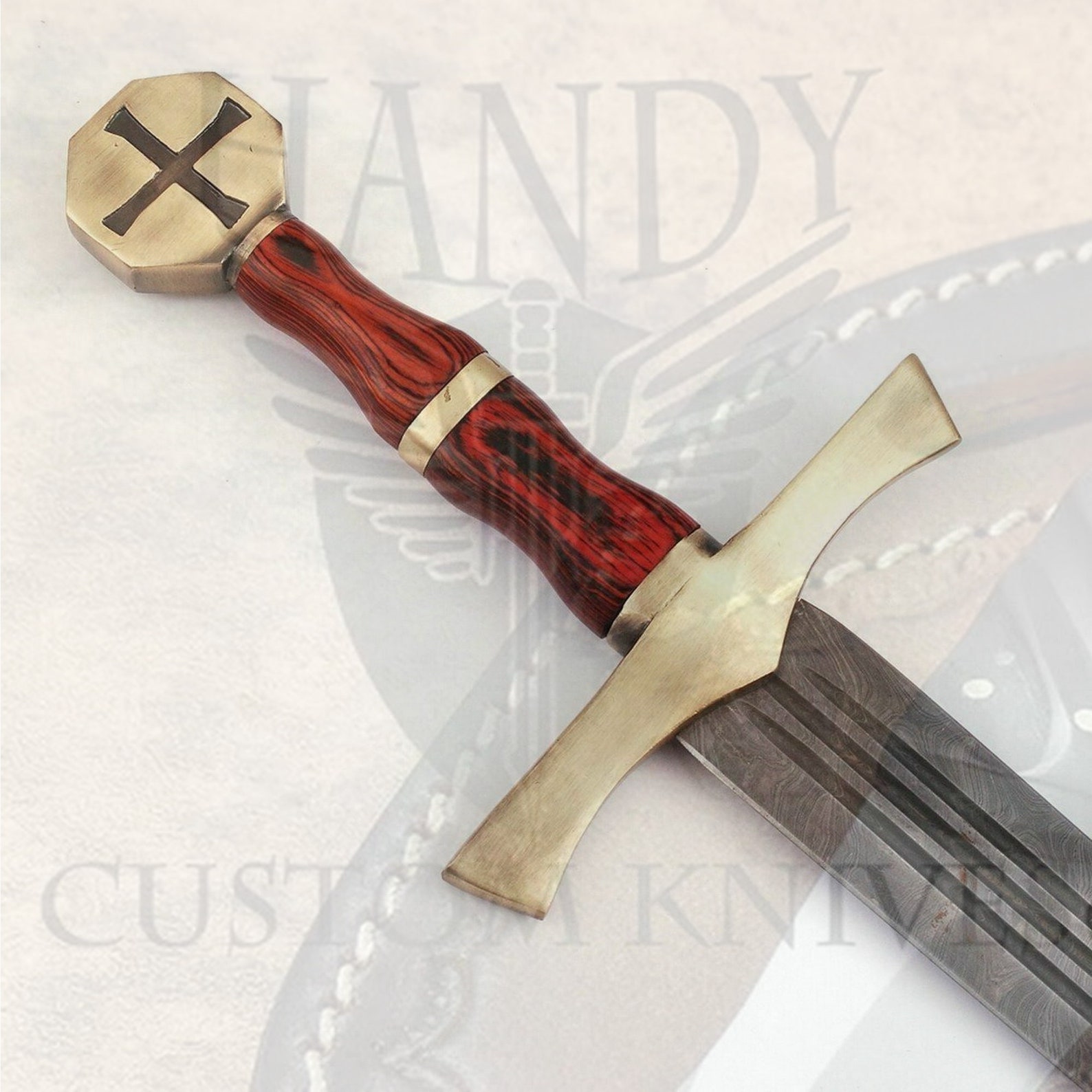 40 Holy Knight Damascus Steel Templar Sword Length: 40 inches | Etsy