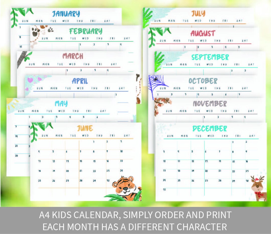 Kids 2023 Printable Calendar - Etsy