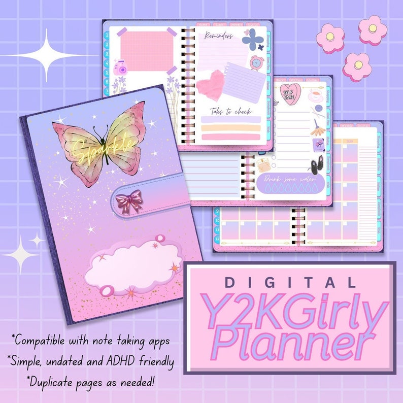 Y2K Girly Digital Planner Compatible With Note Taking Apps - Etsy