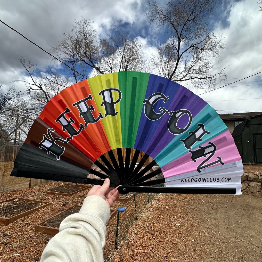 Keep Goin Clack Fan | Pride Progressive Handfan Raindbow Extra Large ...