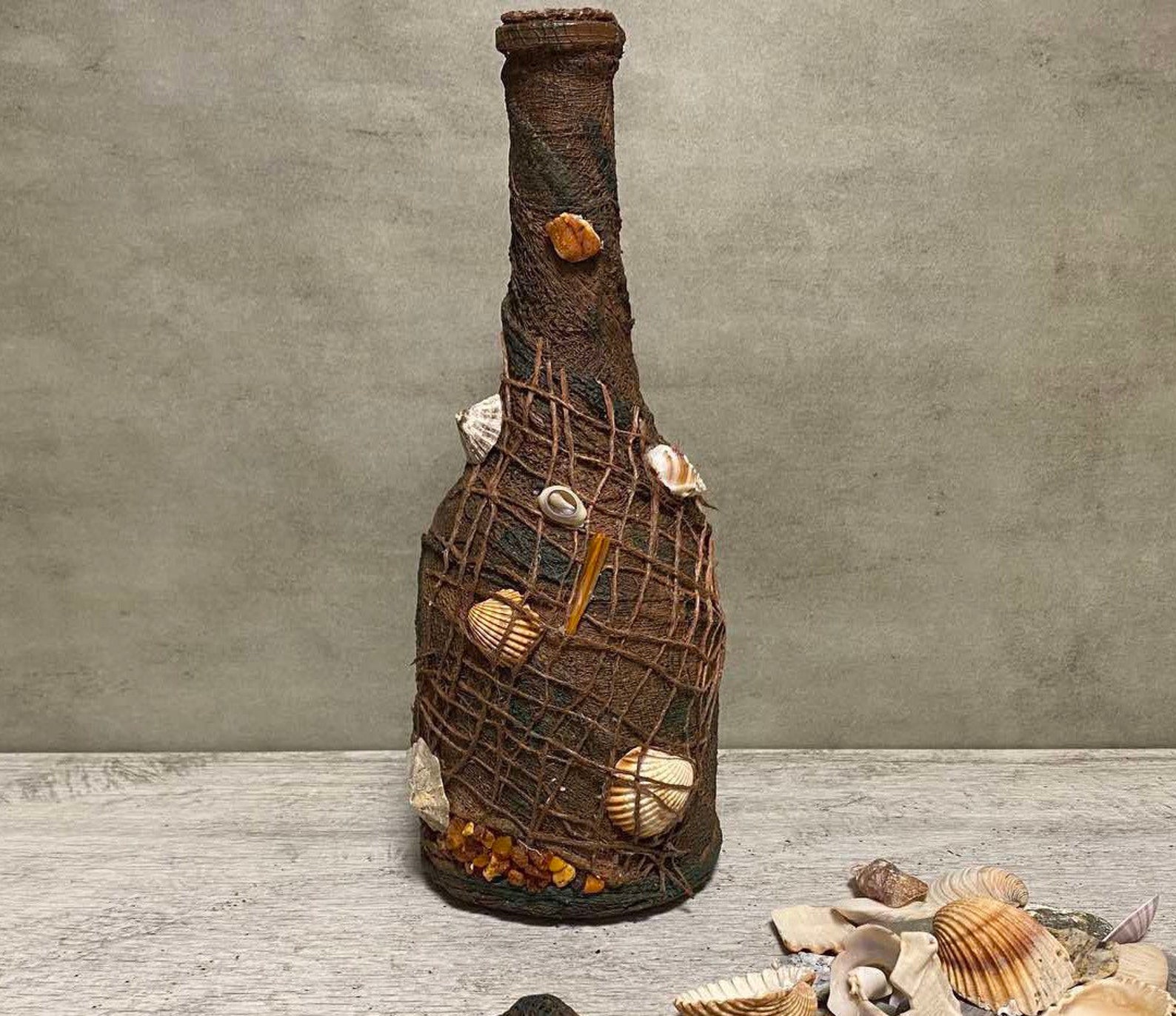 Decorated Bottle, Handmade Bottle Decor, Wine Bottle Decor, Hand ...