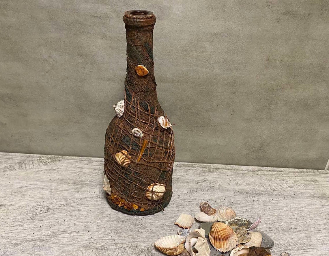 Decorated Bottle Handmade Bottle Decor Wine Bottle Decor - Etsy