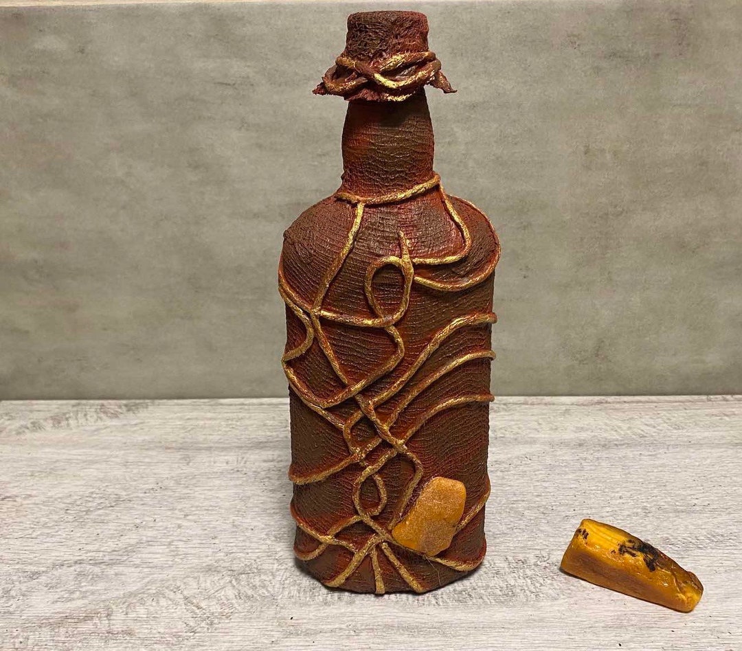 Decorated Bottle, Handmade Bottle Decor, Wine Bottle Decor, Hand ...