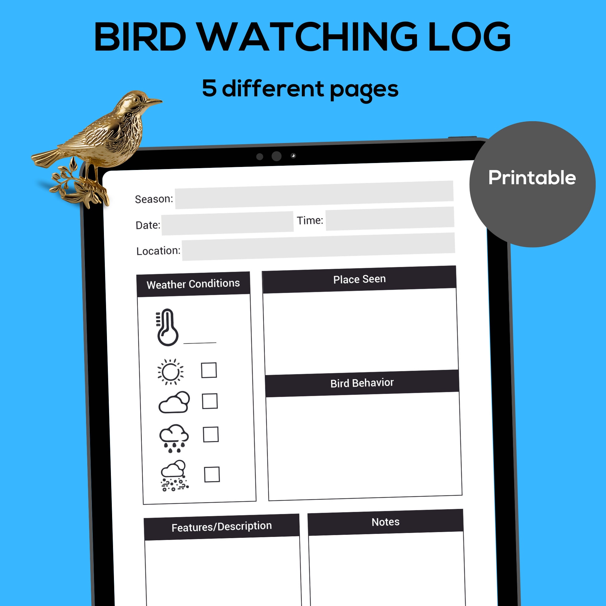 Bird Watching Log | Bird Watching Journal | Bird Watching Pages - PDF ...