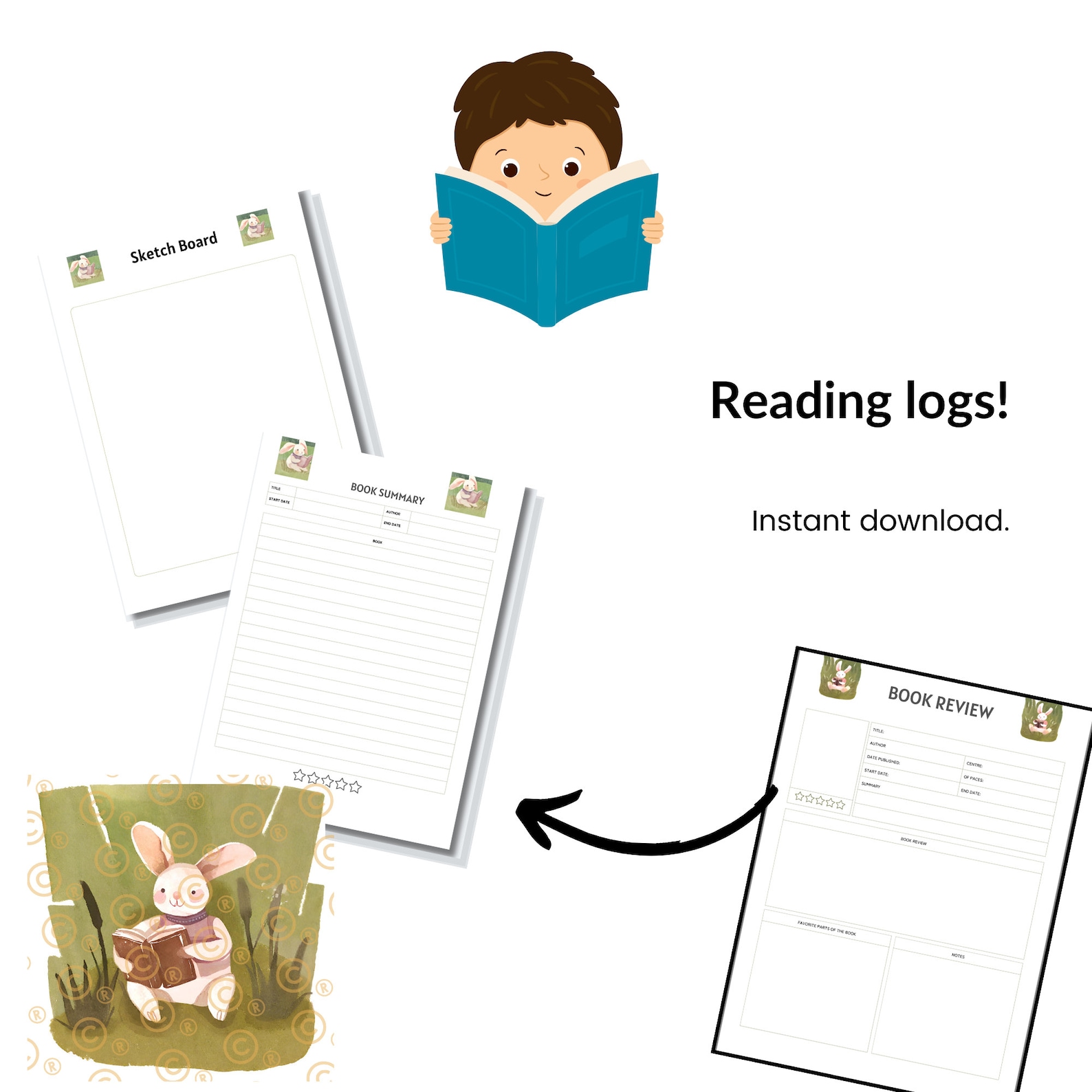Children's Book Log Book Log for Kids Printable Reading Log Kids Book ...