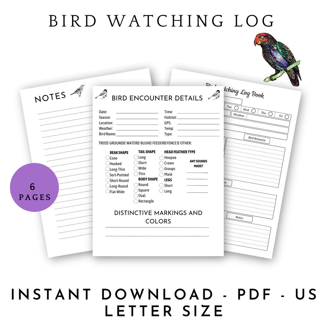 Bird Watching Log Bird Watching Journal Bird Watching - Etsy