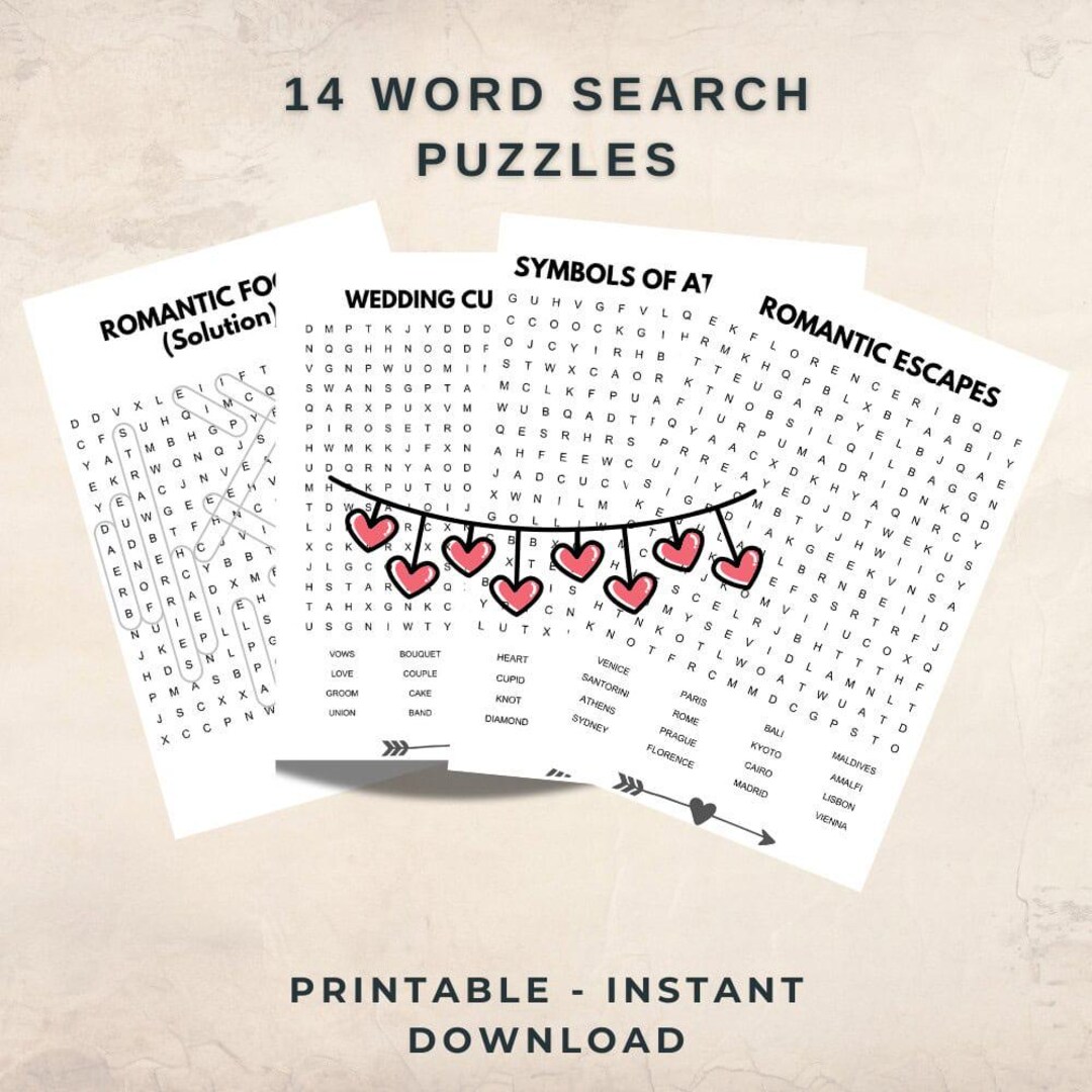 14 Valentine Word Search | Love Themed Puzzles | Printable Word Search ...