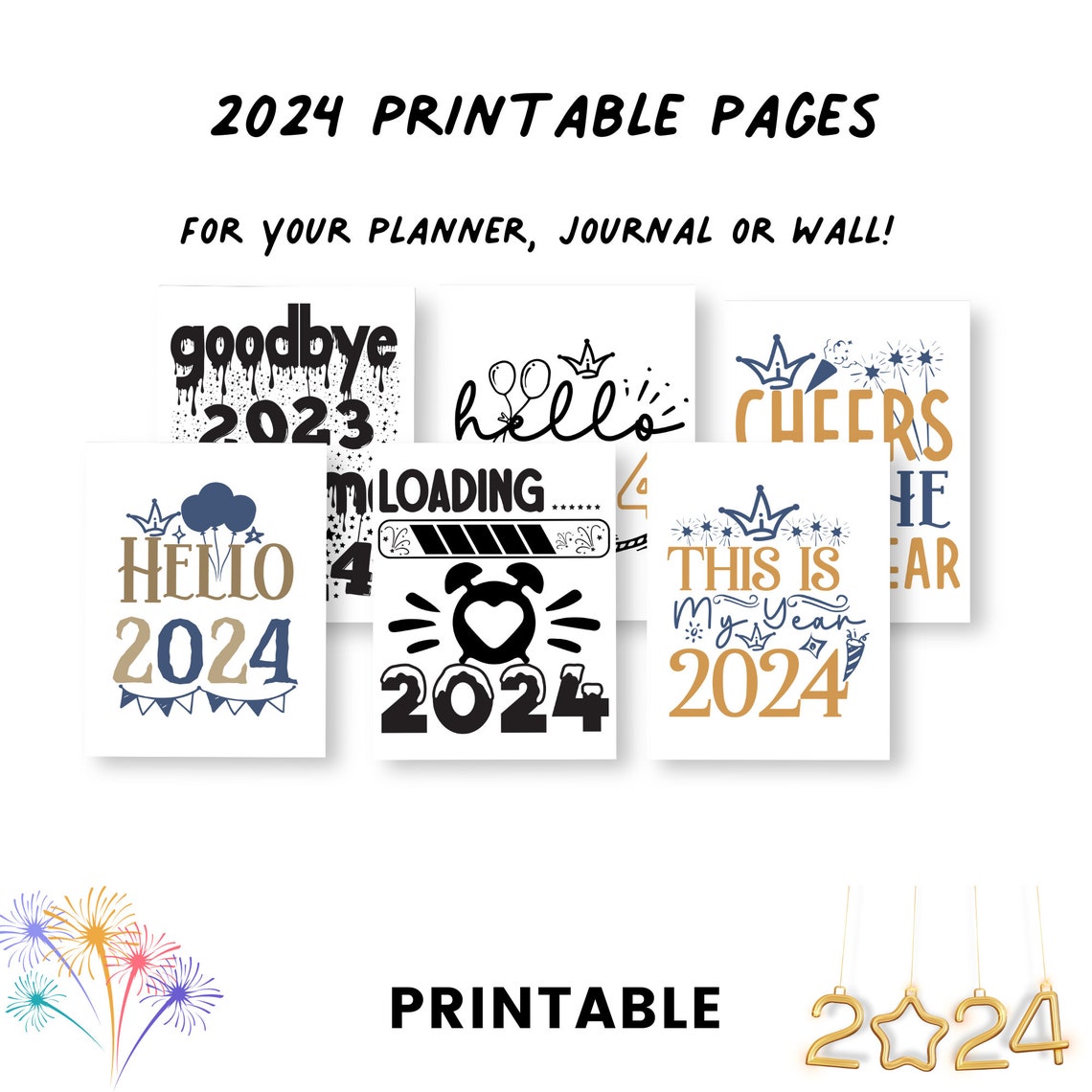 Printable 2024 Pages for Planner, Journal, or Wall Printable 2024 Wall ...