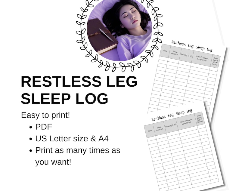 RLS Tracker Printable: Restless Leg Syndrome Sleep Log (PDF Download ...
